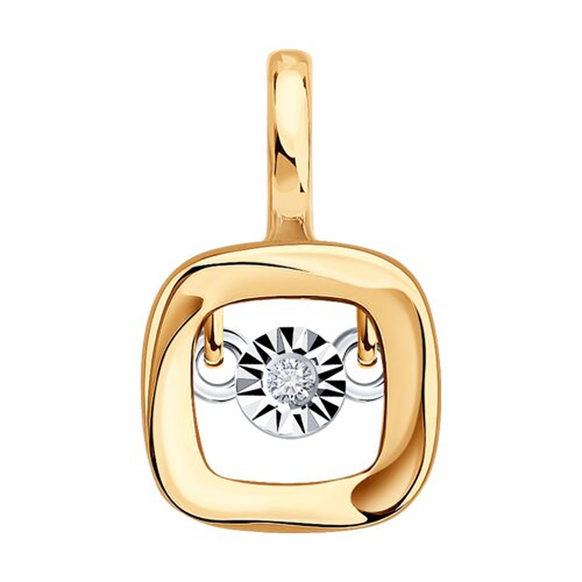 Подвеска, красное золото, 585 проба, бриллиант