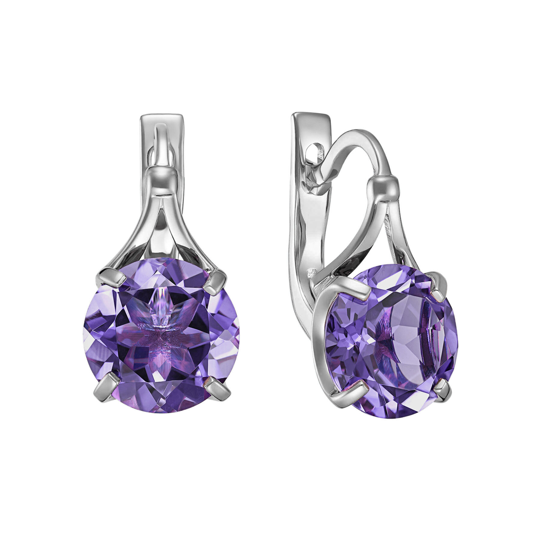 Серьги Oriental, белое золото, 585 проба, александрит синтетический