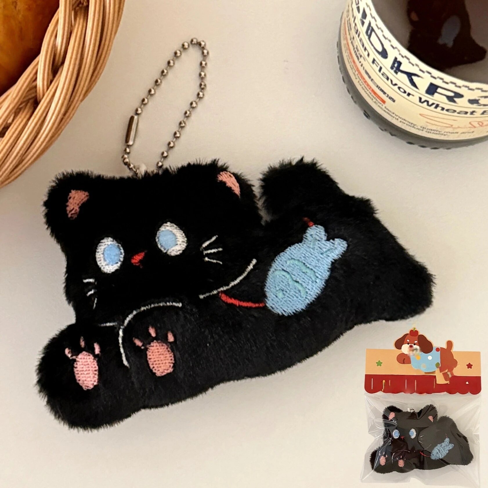 Плюшевый брелок Kawaii Черный, Black Cat