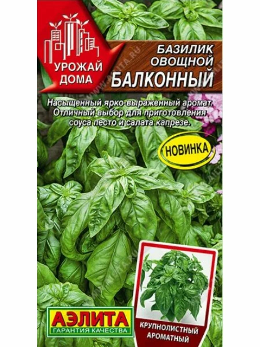 Базилик семена Балконный 0,2 г, насыщенный ярко-выраженный аромат, для соусов и салата