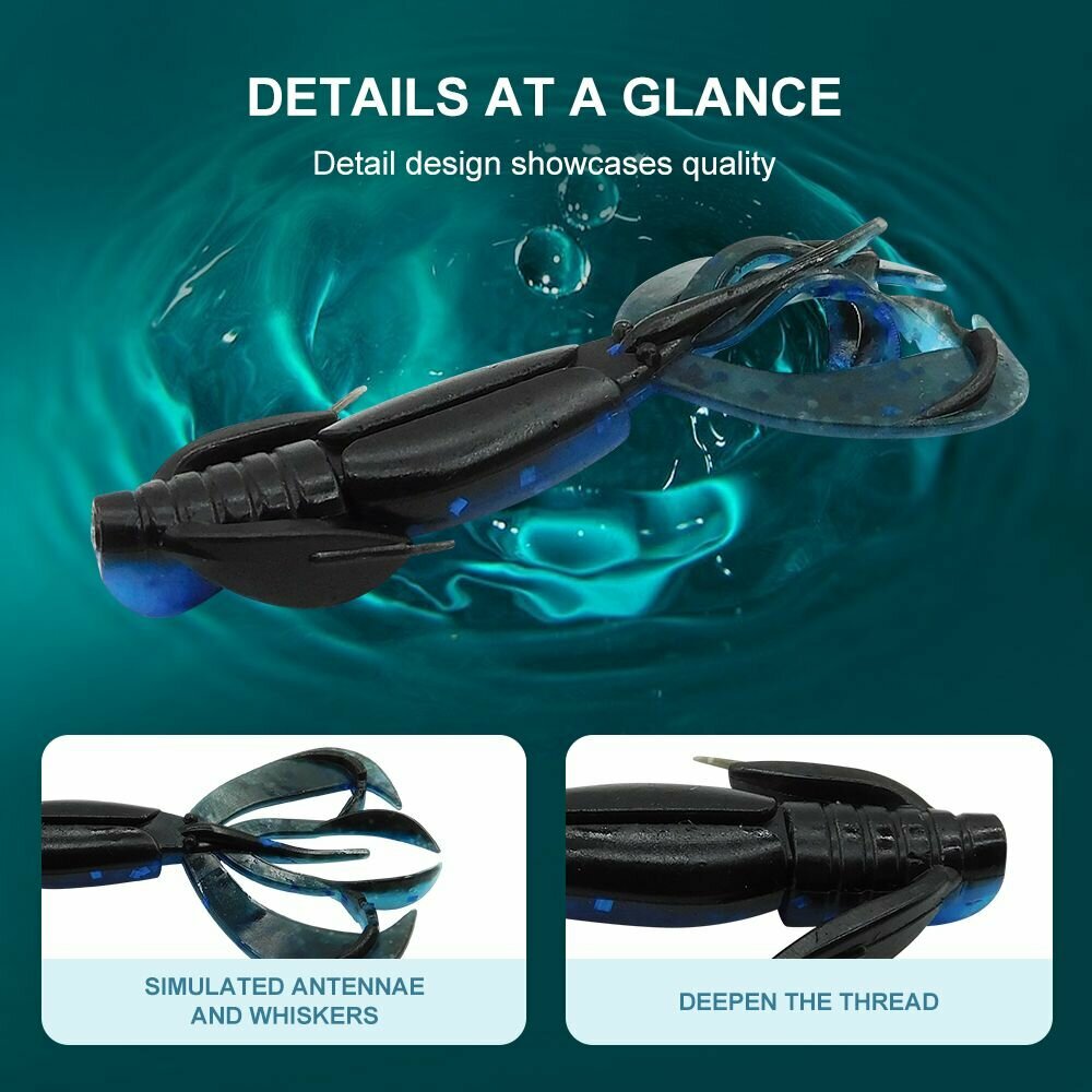 Съедобная силиконовая приманка Crazy Flapper 60мм от Esfishing, 10 штук в упаковке, (рак)