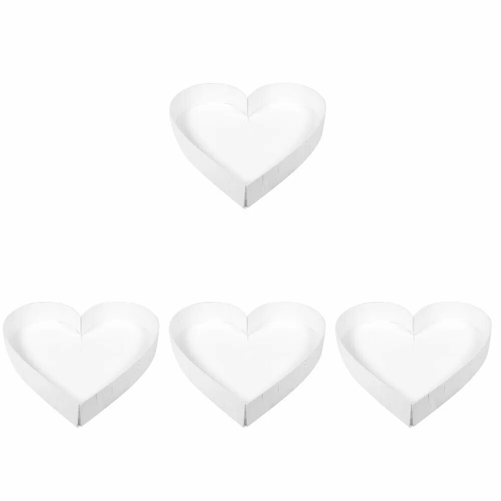 Коробка из пластика белая для хранения шариков в форме сердца, набор из 4 штук