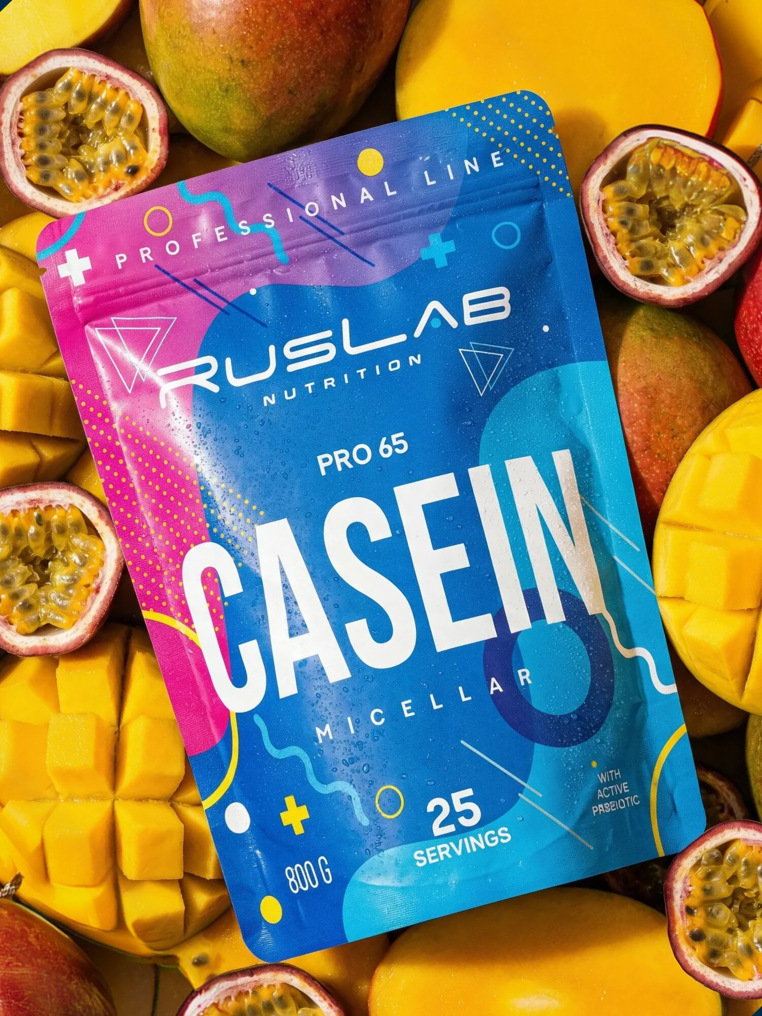 Micellar CASEIN PRO 65, казеиновый протеин, белковый коктейль (800 гр), манго-маракуйя