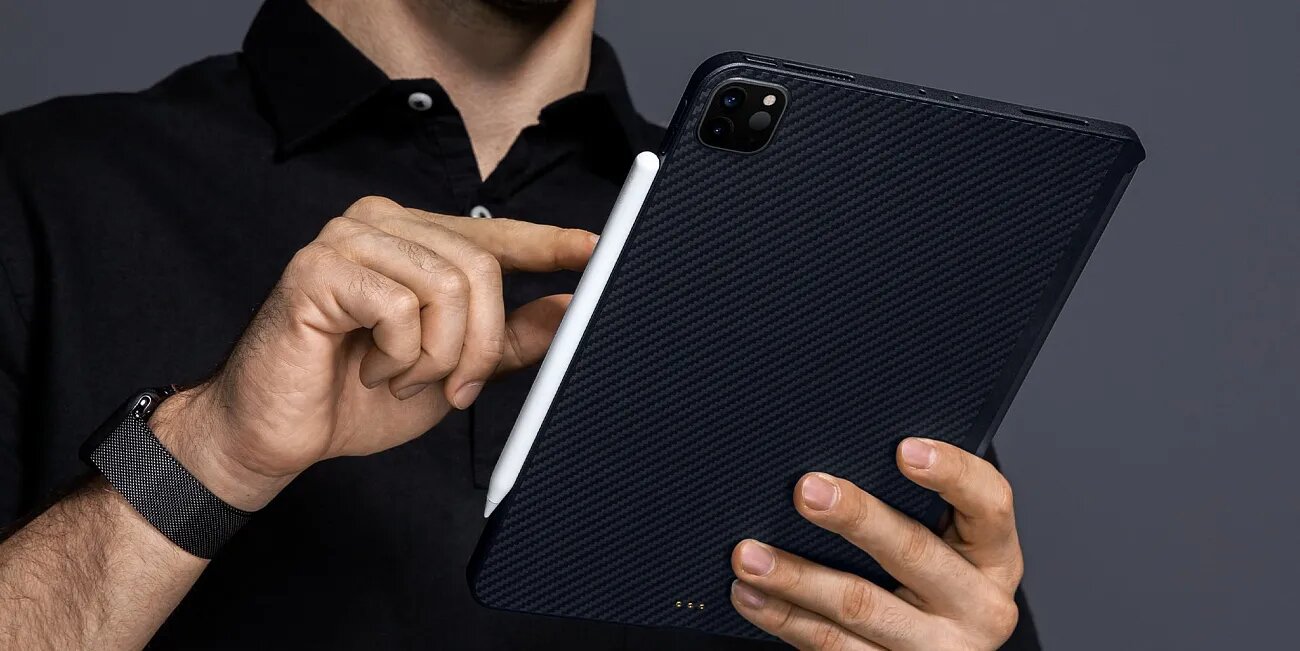 Чехол Pitaka MagEZ 2 для iPad Pro 2021/2022 (12.9"), черный, кевлар (арамид)