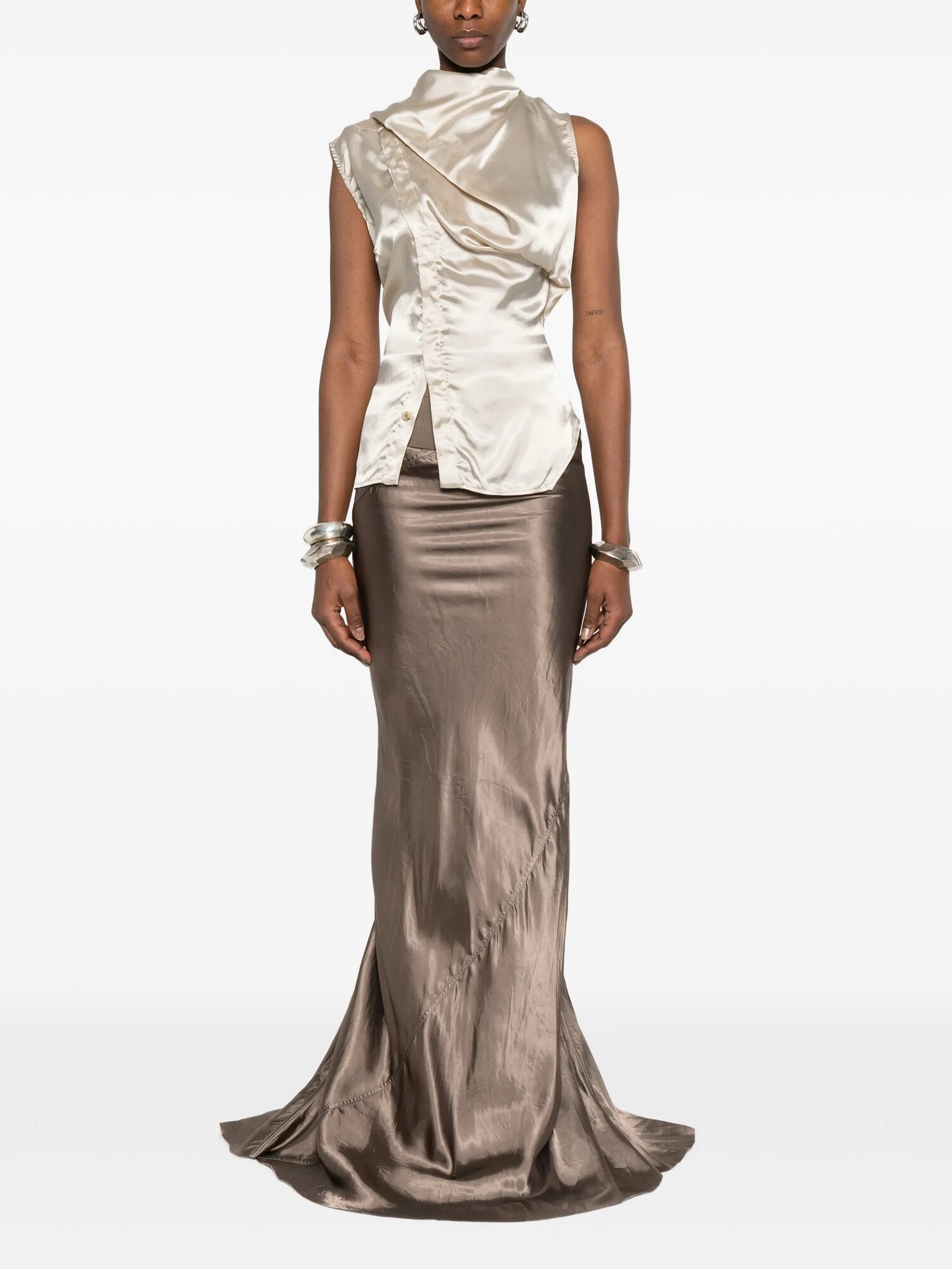 Юбка Rick Owens Ruched maxi skirt, размер 44, brown — фото 1