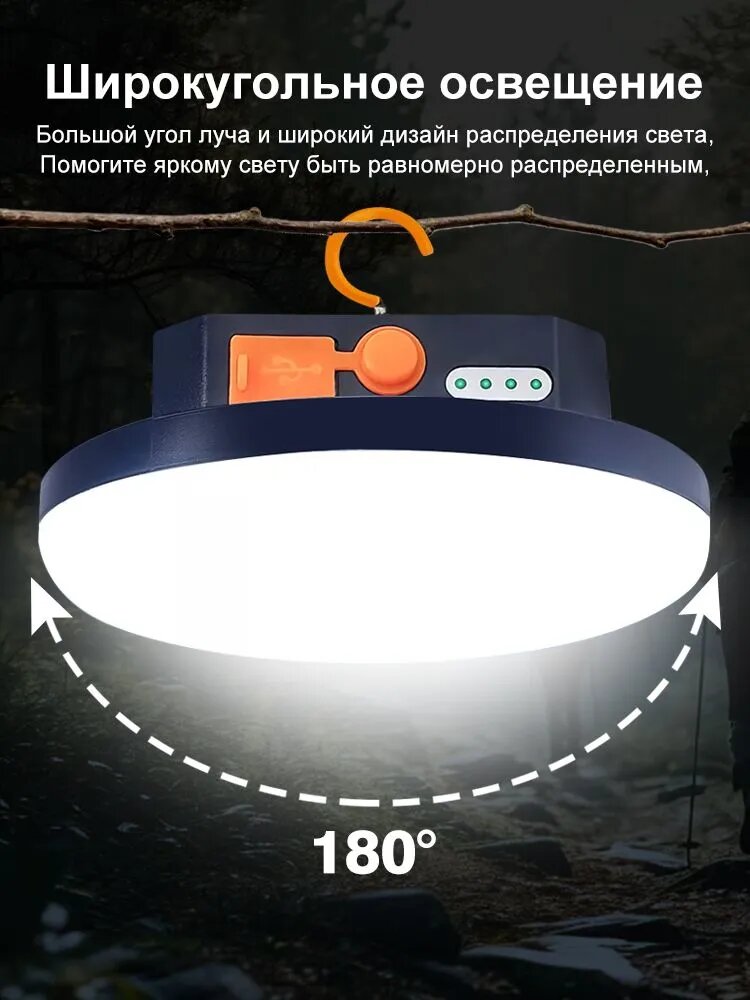 Фонарь Кемпинговый аккумуляторный USB, Cветильник уличный 15 Вт, переносной фонарик Для отдыха на природе, для туризма, в палатку