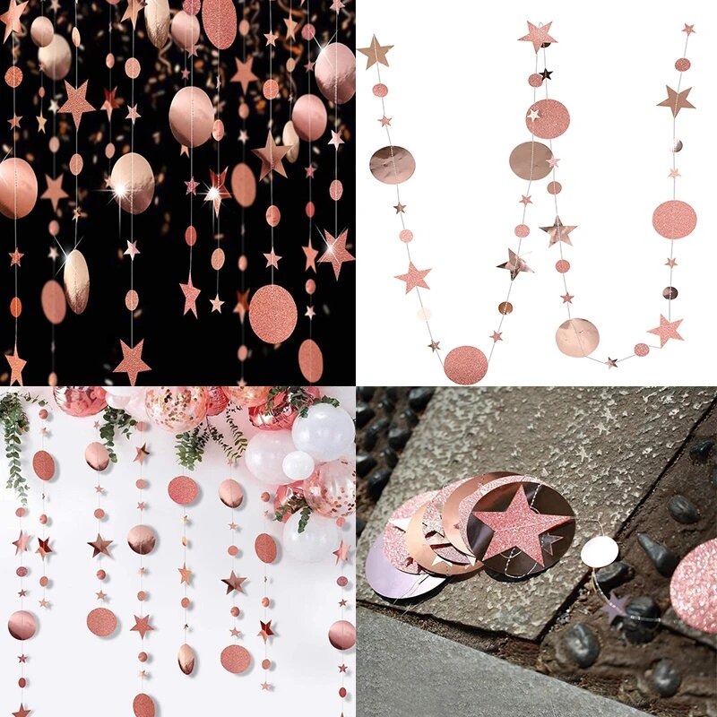 Гирлянда декоративная Rose Gold Star Dot, розовый