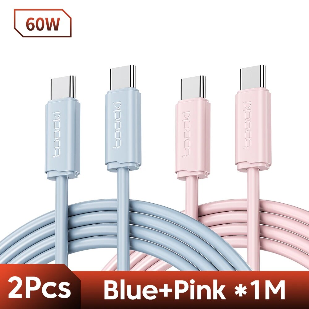 Кабель USB-C Toocki 60W Blue+Pink 1M