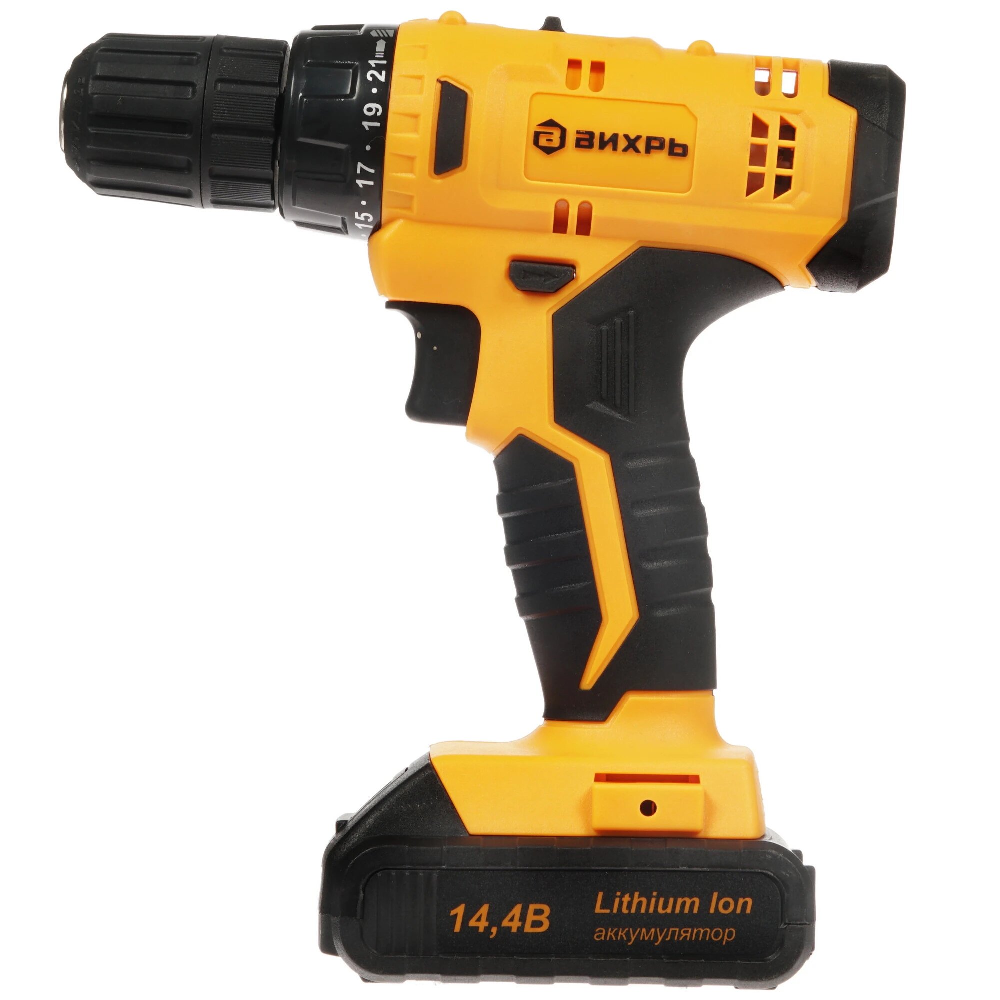 Дрель-шуруповерт аккумуляторная Вихрь ДА-14Л-2KА (72/14/20) желтый, 1.5Ач