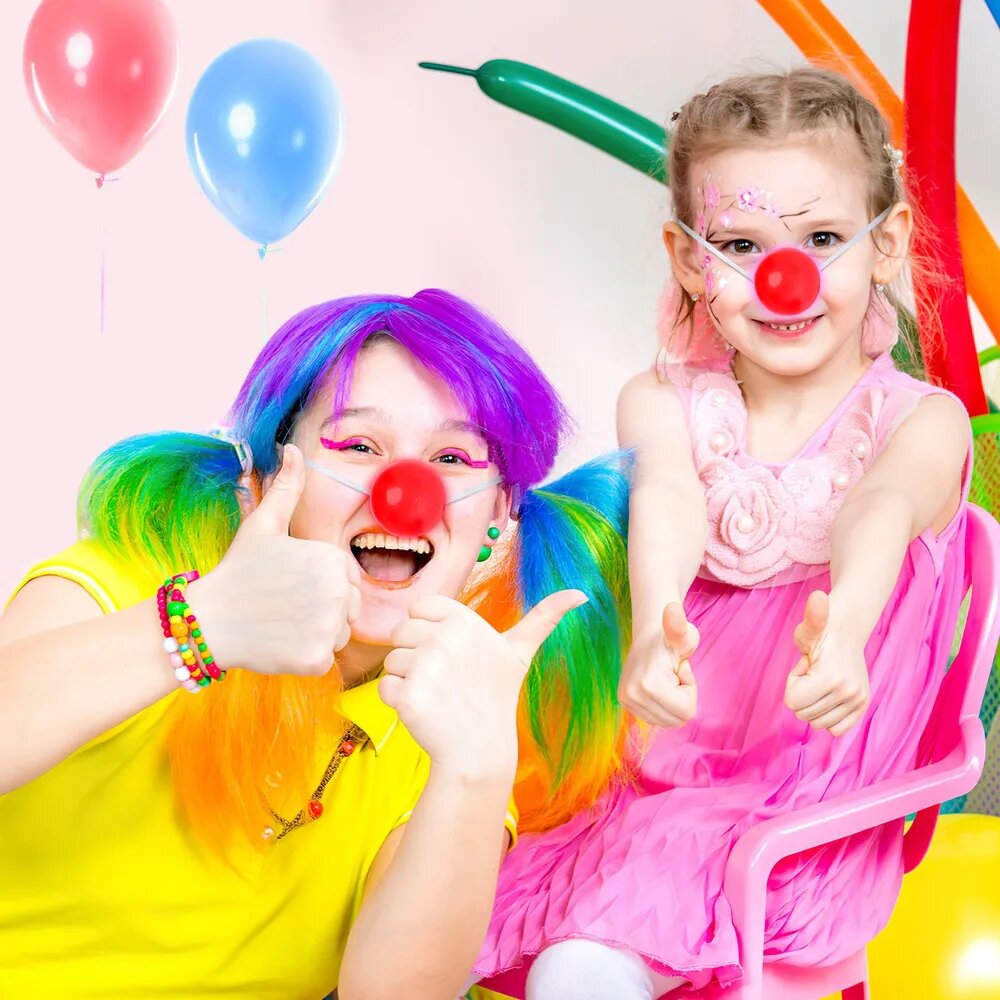 Набор из 6 светящихся носов клоуна из винила красного цвета для праздничного декора