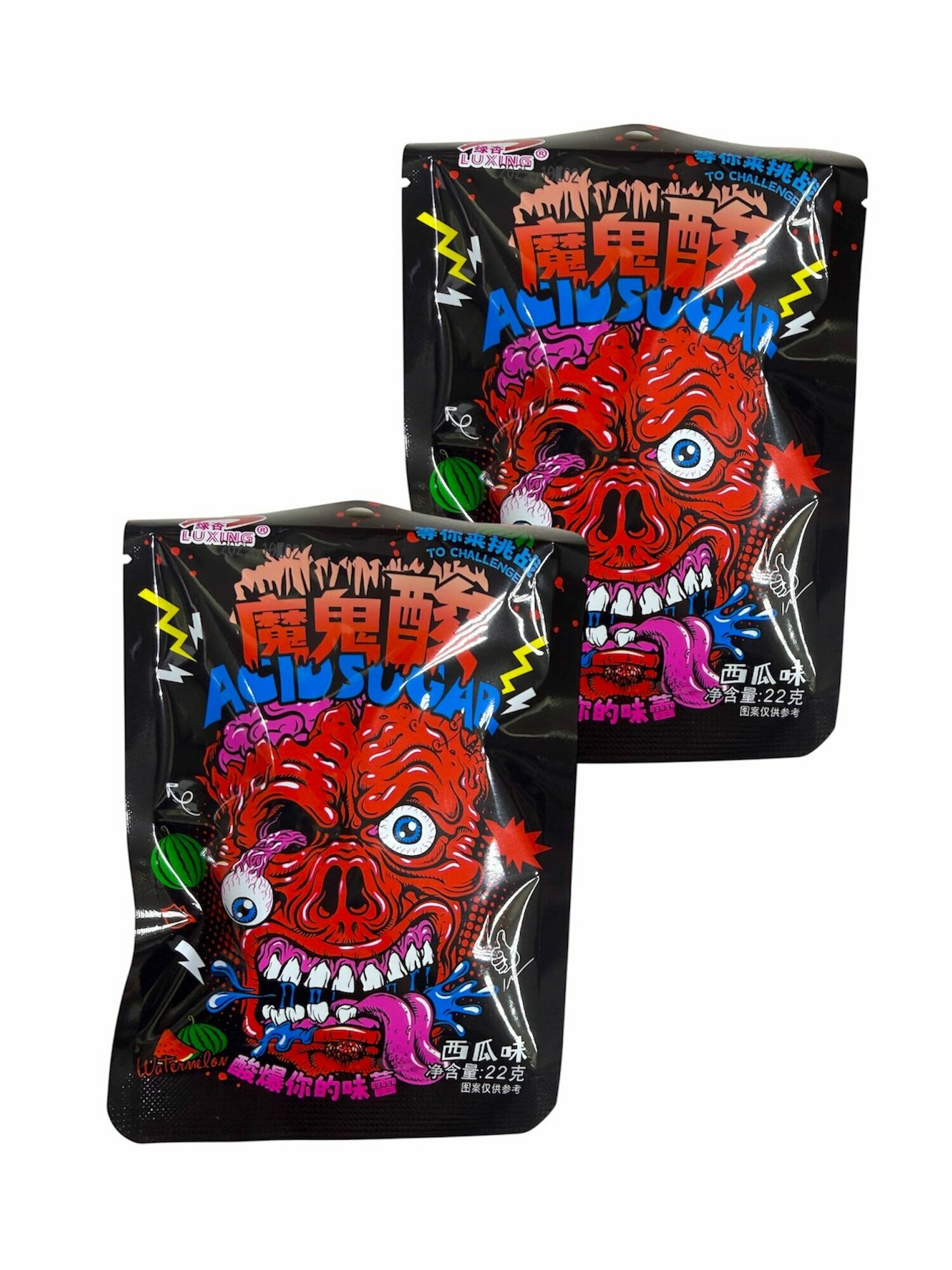 LUXING Кислые конфеты Череп вкус арбуз 2 шт х 22 гр