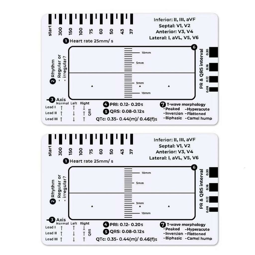 ЭКГ-линейка для кардиологов, 2 ЭКГ с 7 ступенчатыми линейками