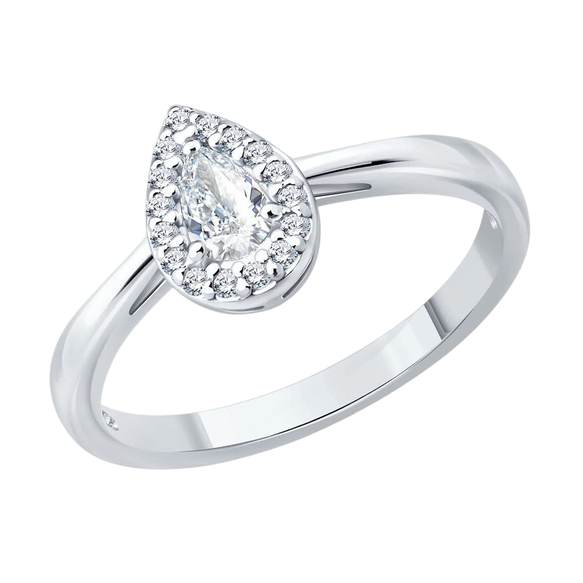 Кольцо, серебро, 925 проба, родирование, бриллиант выращенный