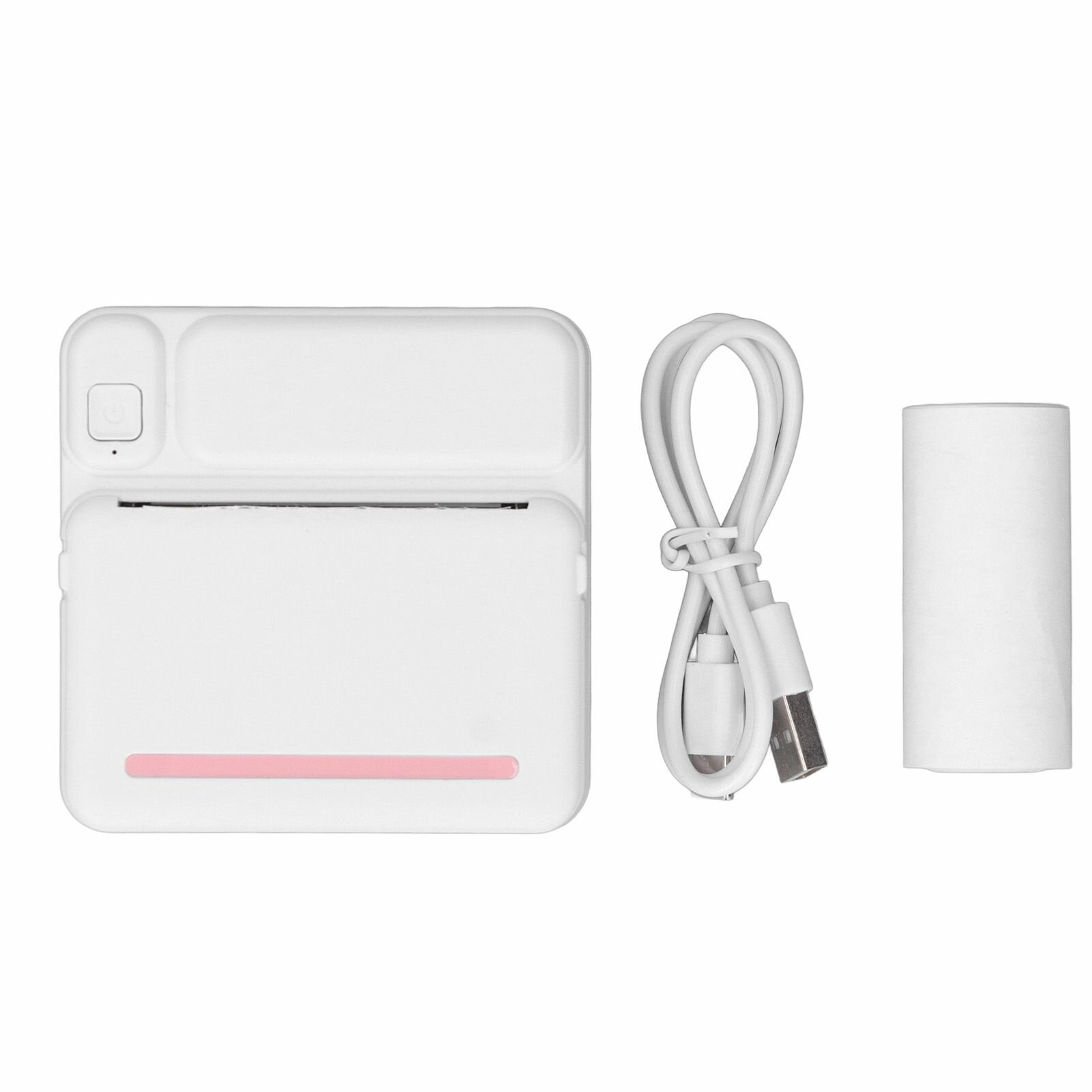 Мини термопринтер HD 200 dpi, без чернил, бело-розовый