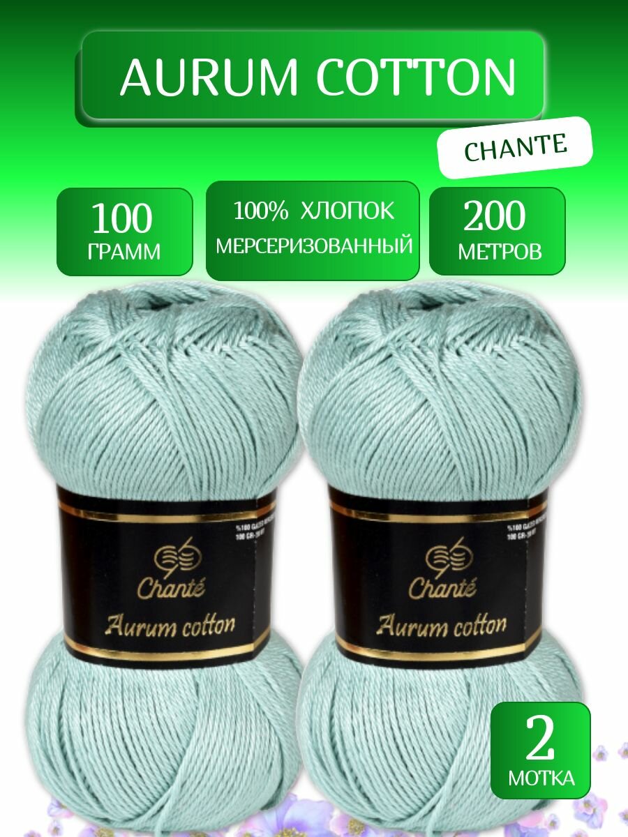Пряжа Аурум Шанте, Aurum cotton Chante (811), 100гр, 200м, 100% хлопок мерсеризованный (2 шт.)