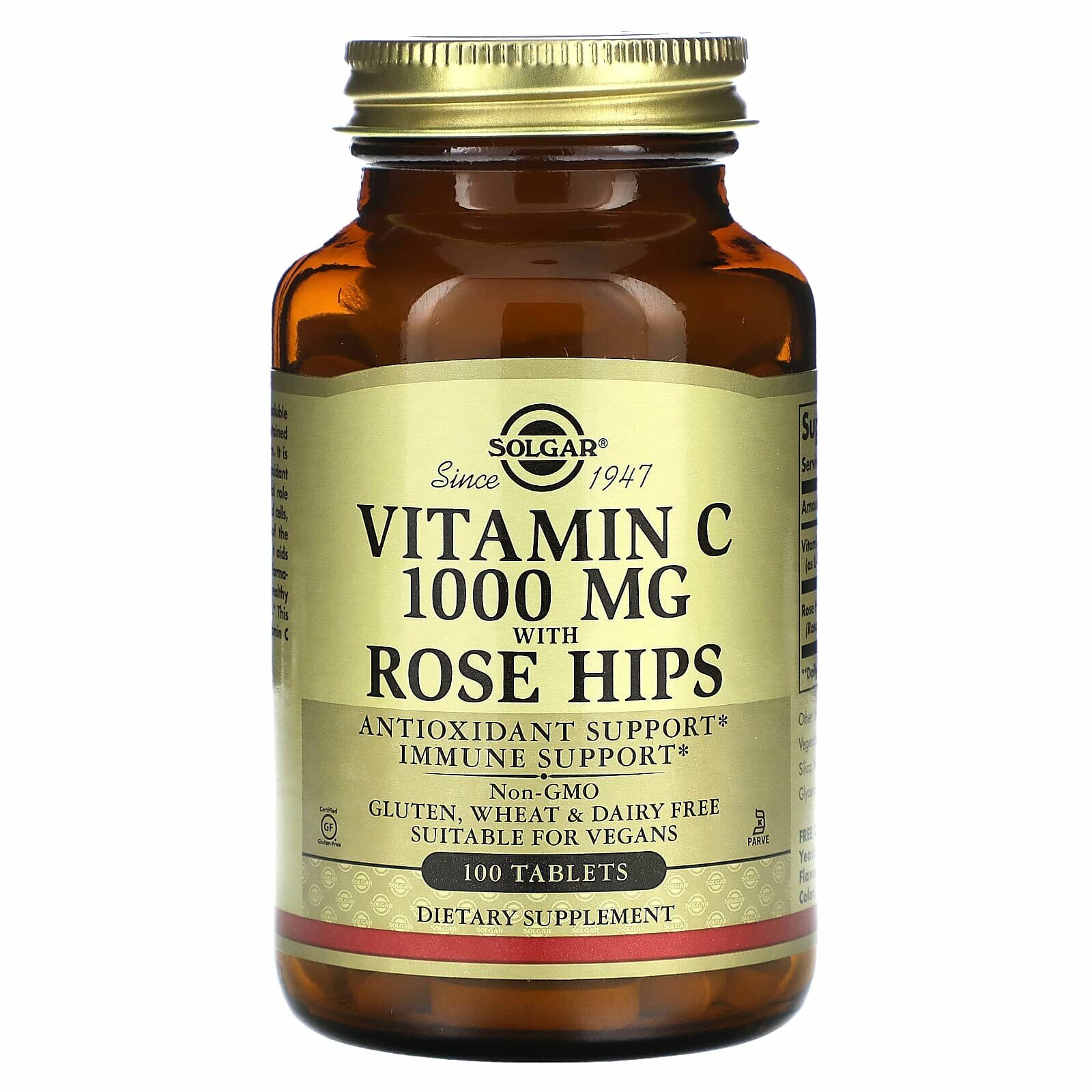 Solgar Vitamin C 1000 with Rose Hips, Витамин С с шиповником 100 таблеток