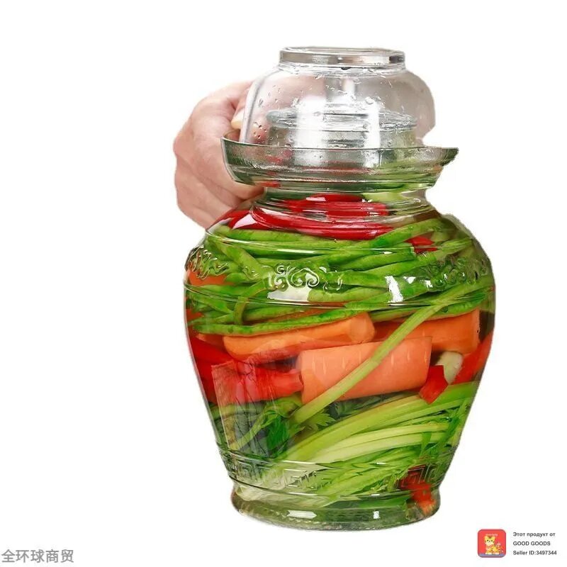 Банка для квашеных овощей стеклянная с крышкой, круглая, 5 л. — фото 1