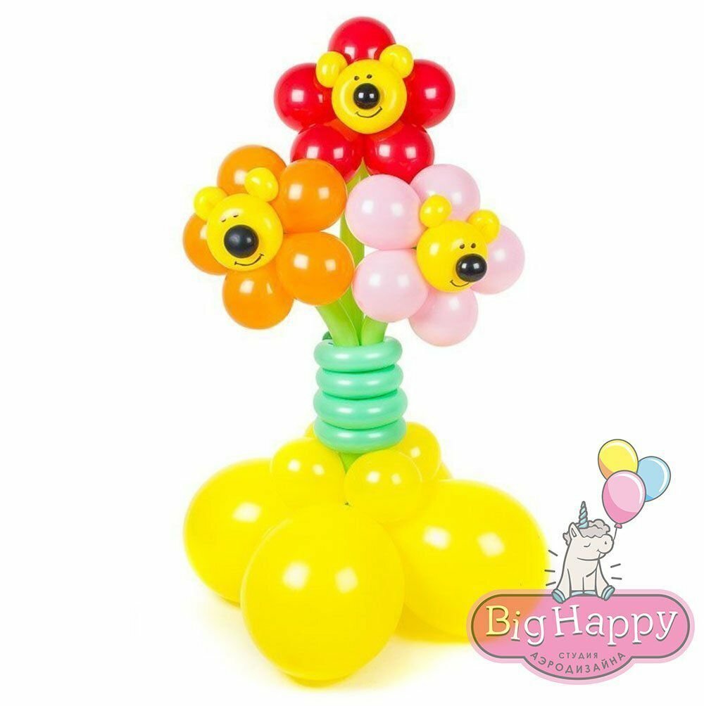 Цветы из шаров с мишками