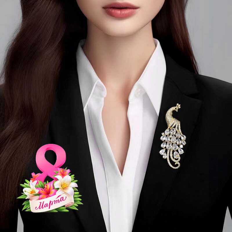 Брошь, фианит