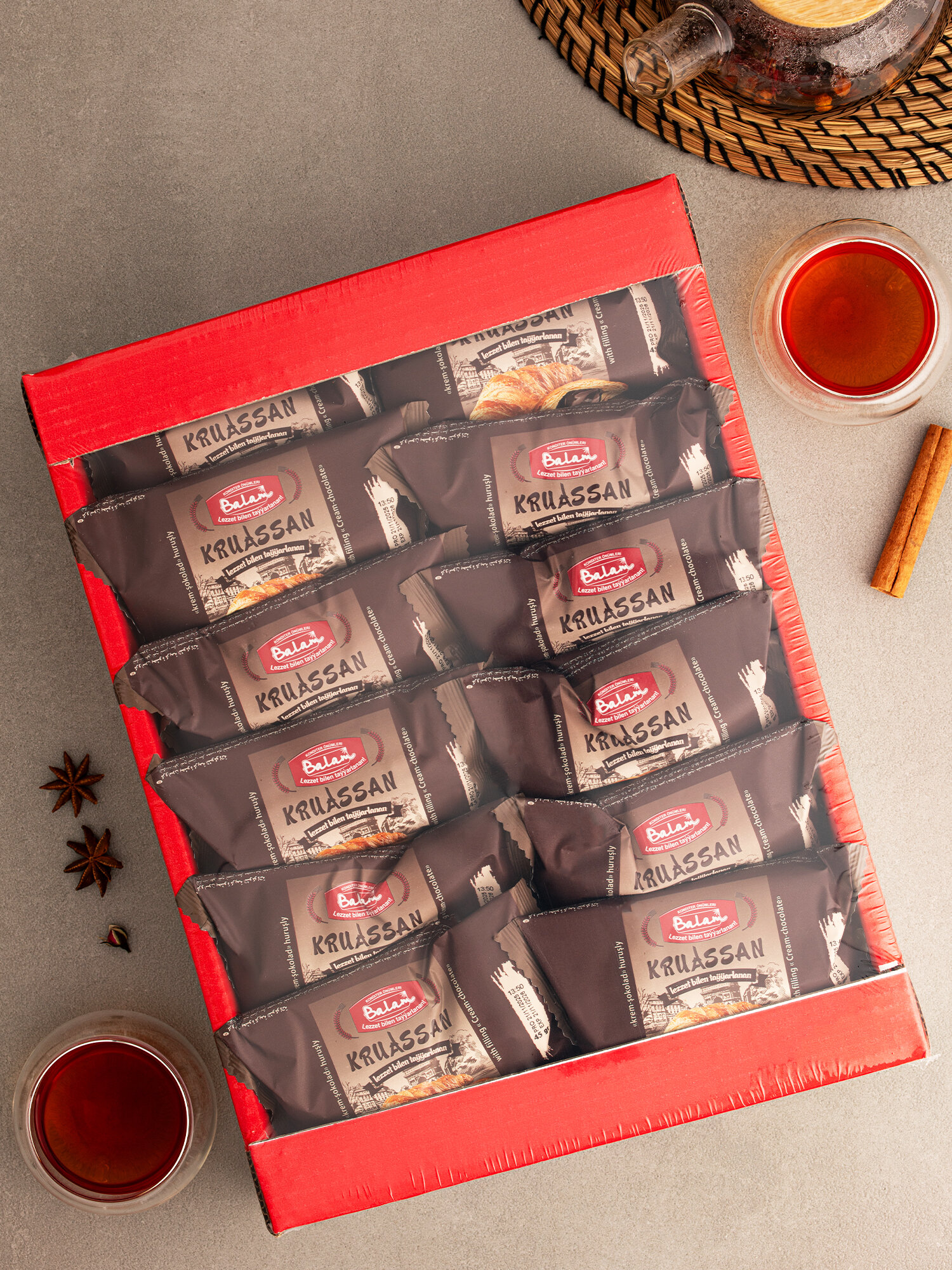 Круассаны в индивидуальной упаковке с начинкой крем-шоколад 45 гр 24 шт