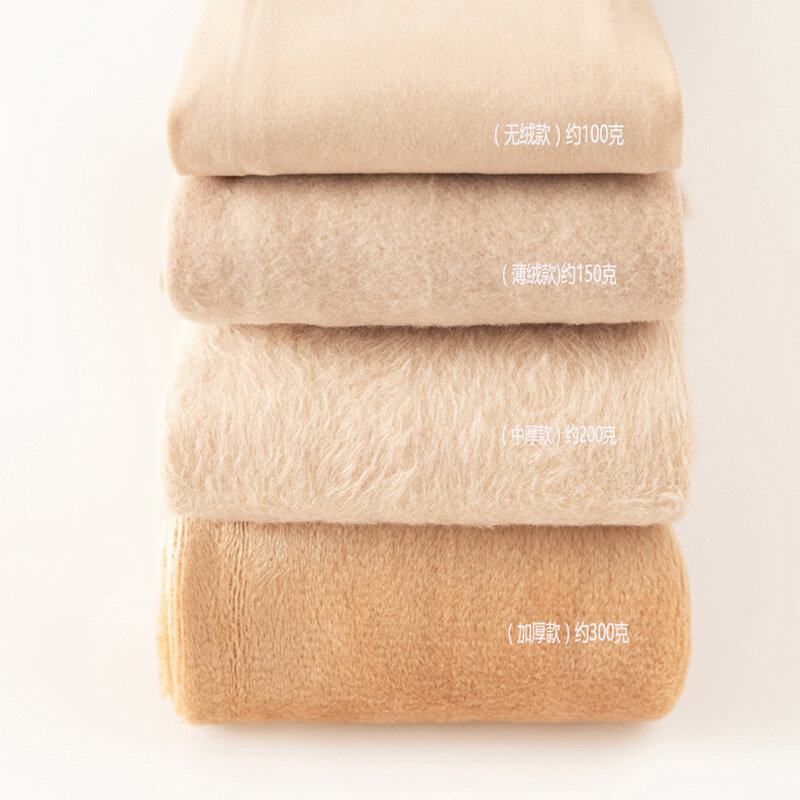 Женские осенне-зимние колготки с эффектом голых ног, на флисовой подкладке, с закрытой стопой, тонкие, двухслойные, с эффектом нюдовых носков.