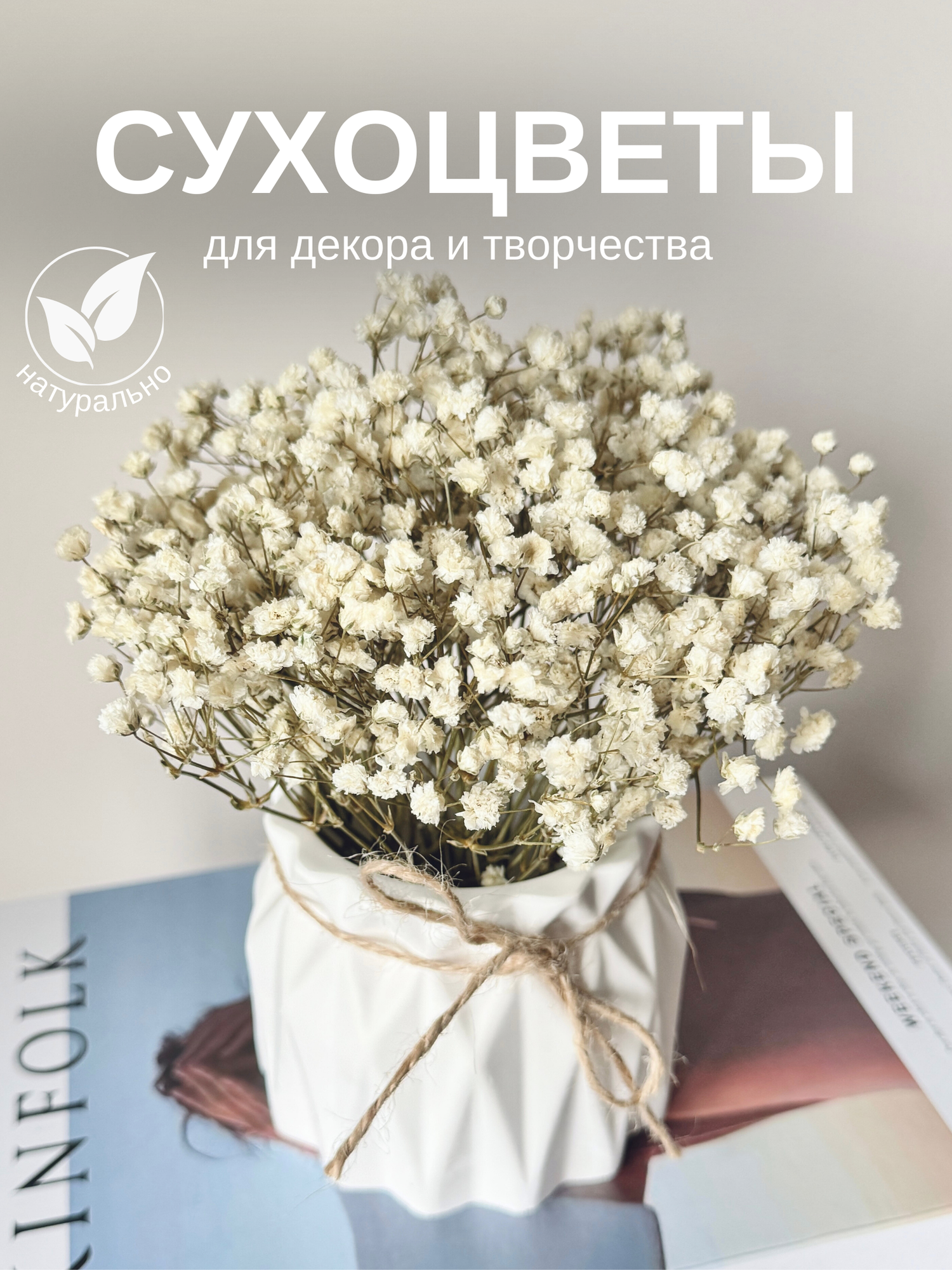 Букет сухоцветов для декора и творчества. Стабилизированные гипсофилы