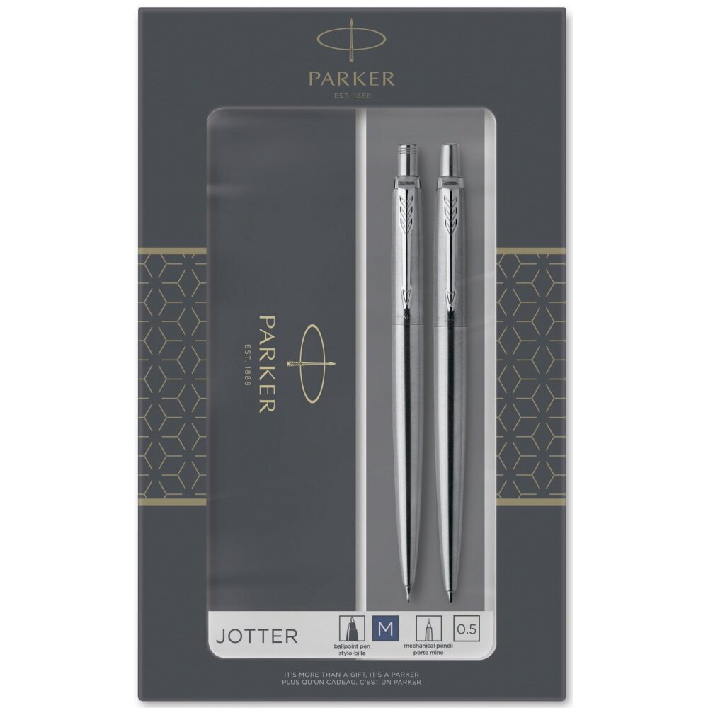 Parker 2093256 Набор parker jotter core kb61: шариковая ручка и механический карандаш, stainless steel ct