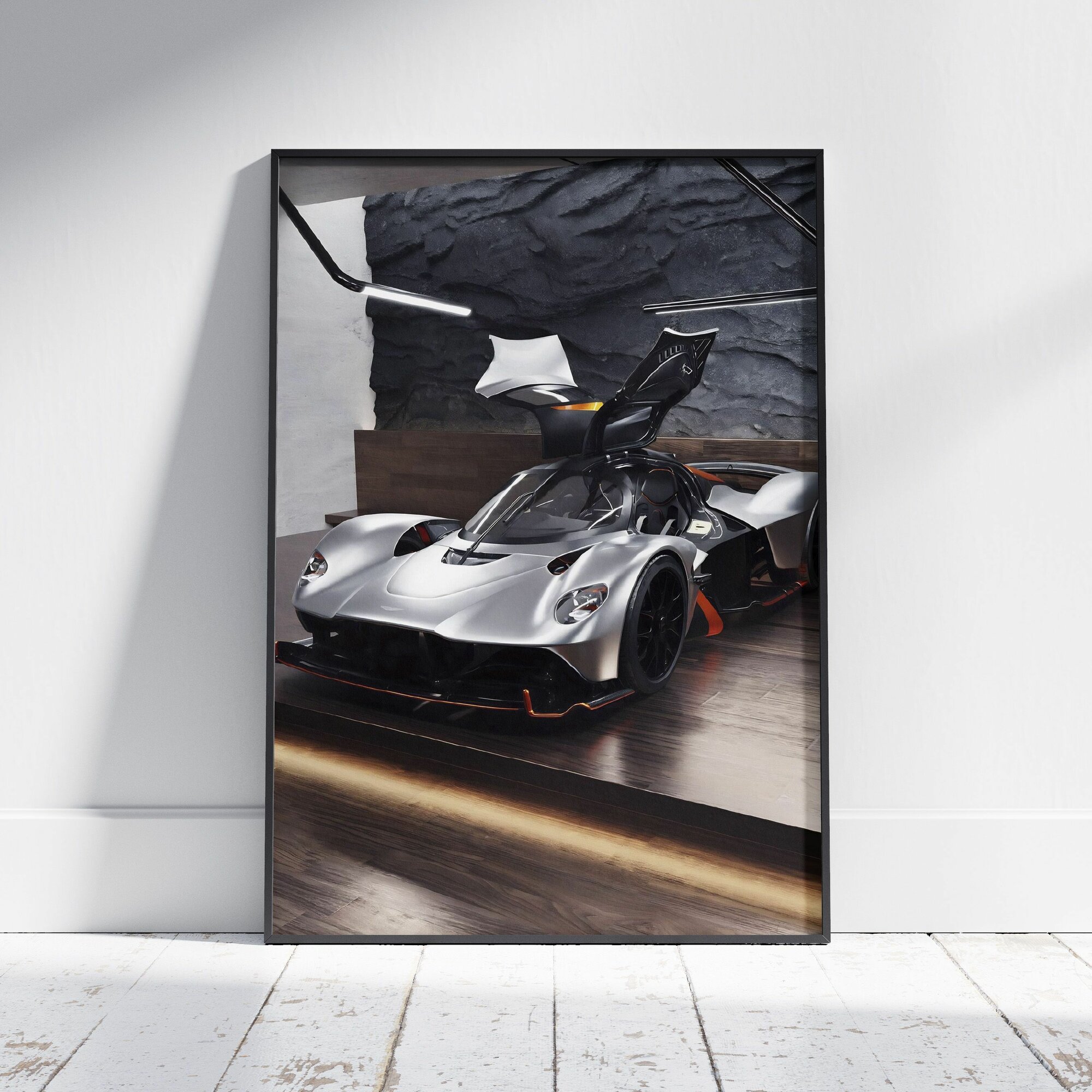 Плакат на стену для интерьера Спорткар (Aston Martin Valkyrie 8) - Постер по спортивным гоночным машинам автомобилям формата А4 (21x30 см)