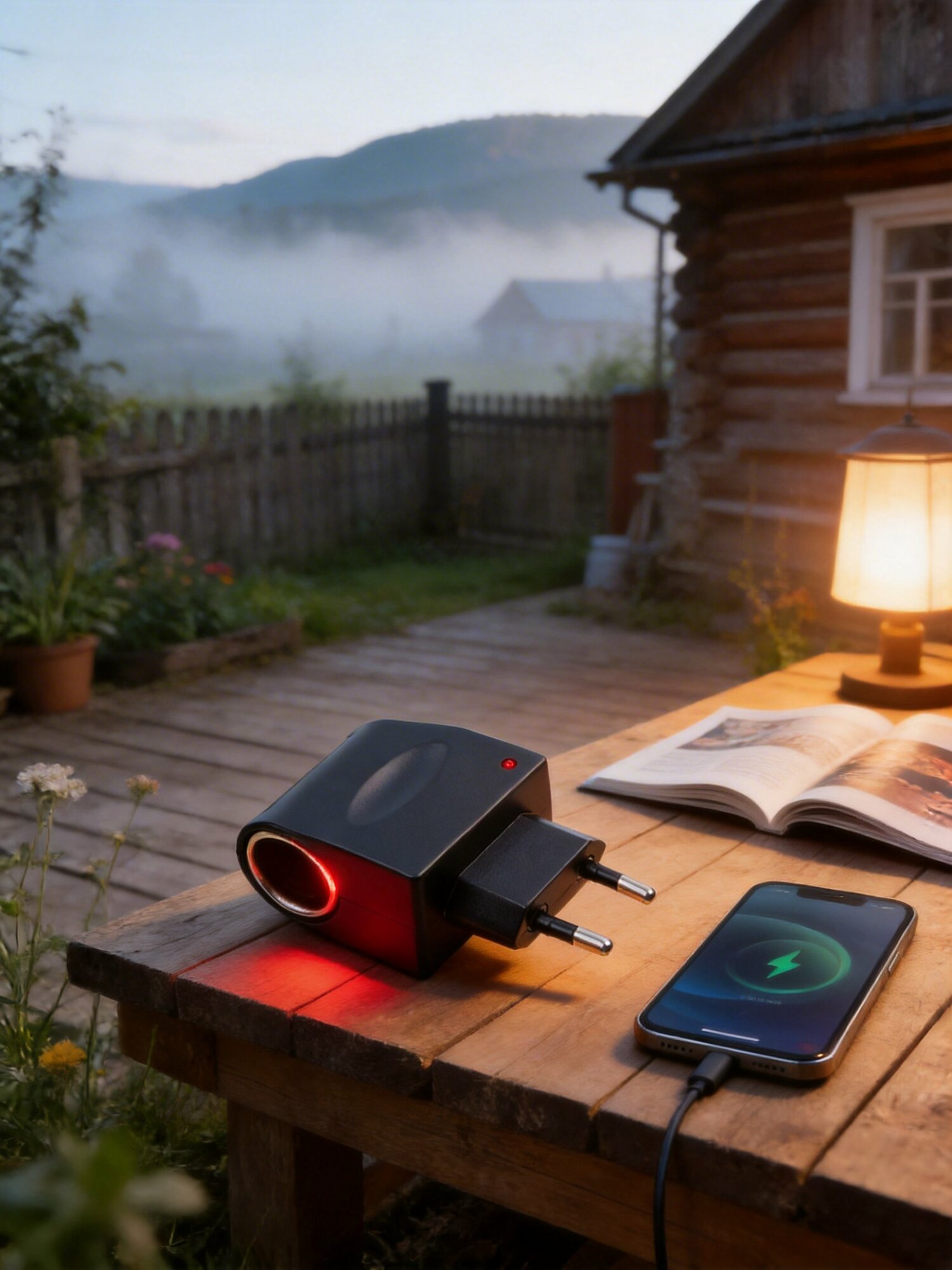 Адаптер 110-220В в 12В для автомобильного прикуривателя, выход 12В 500 мА с светодиодным индикатором и европейской вилкой, черный