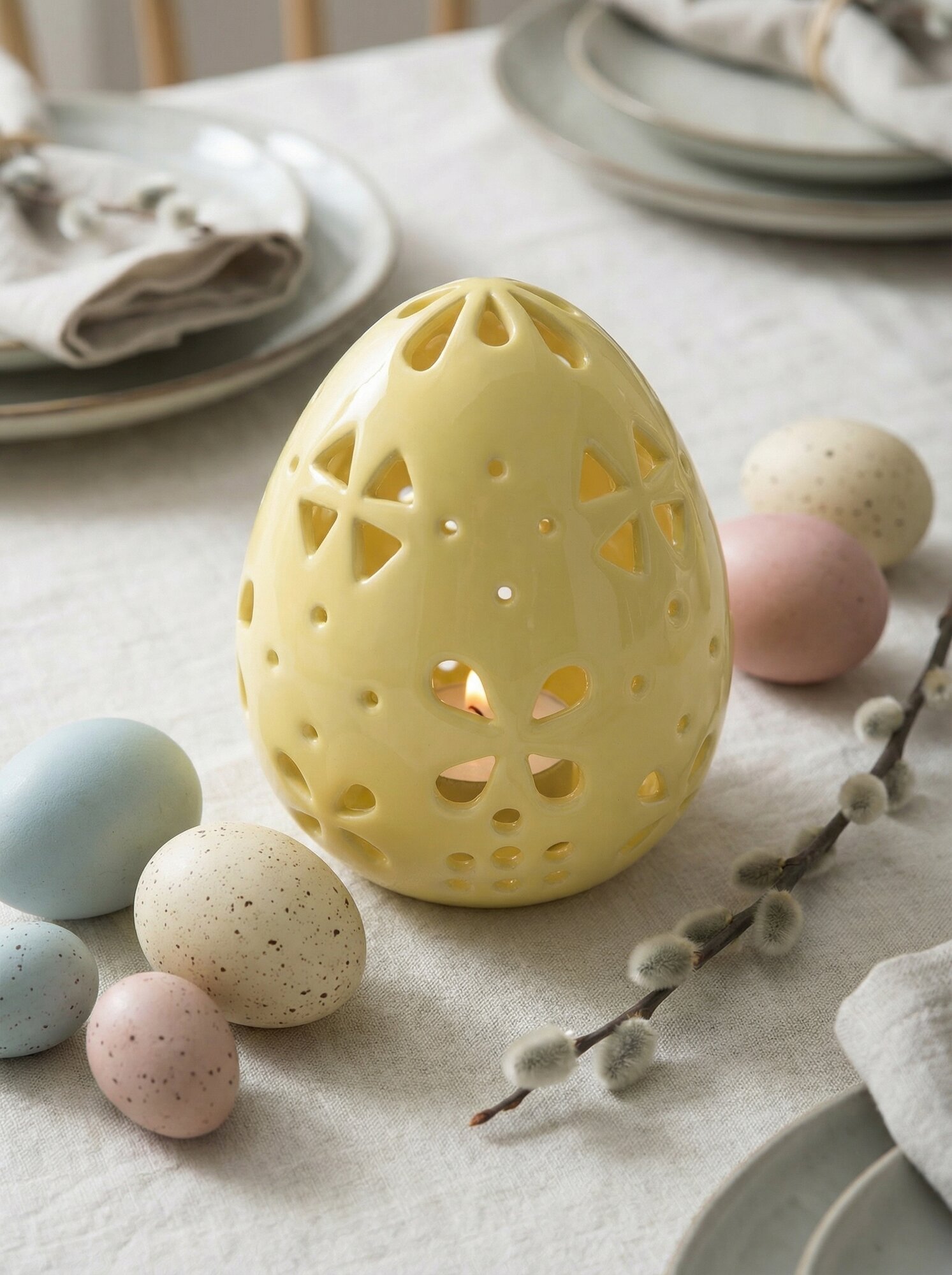 Яйцо - подсвечник Пасхальный "Egg" Светло-желтый