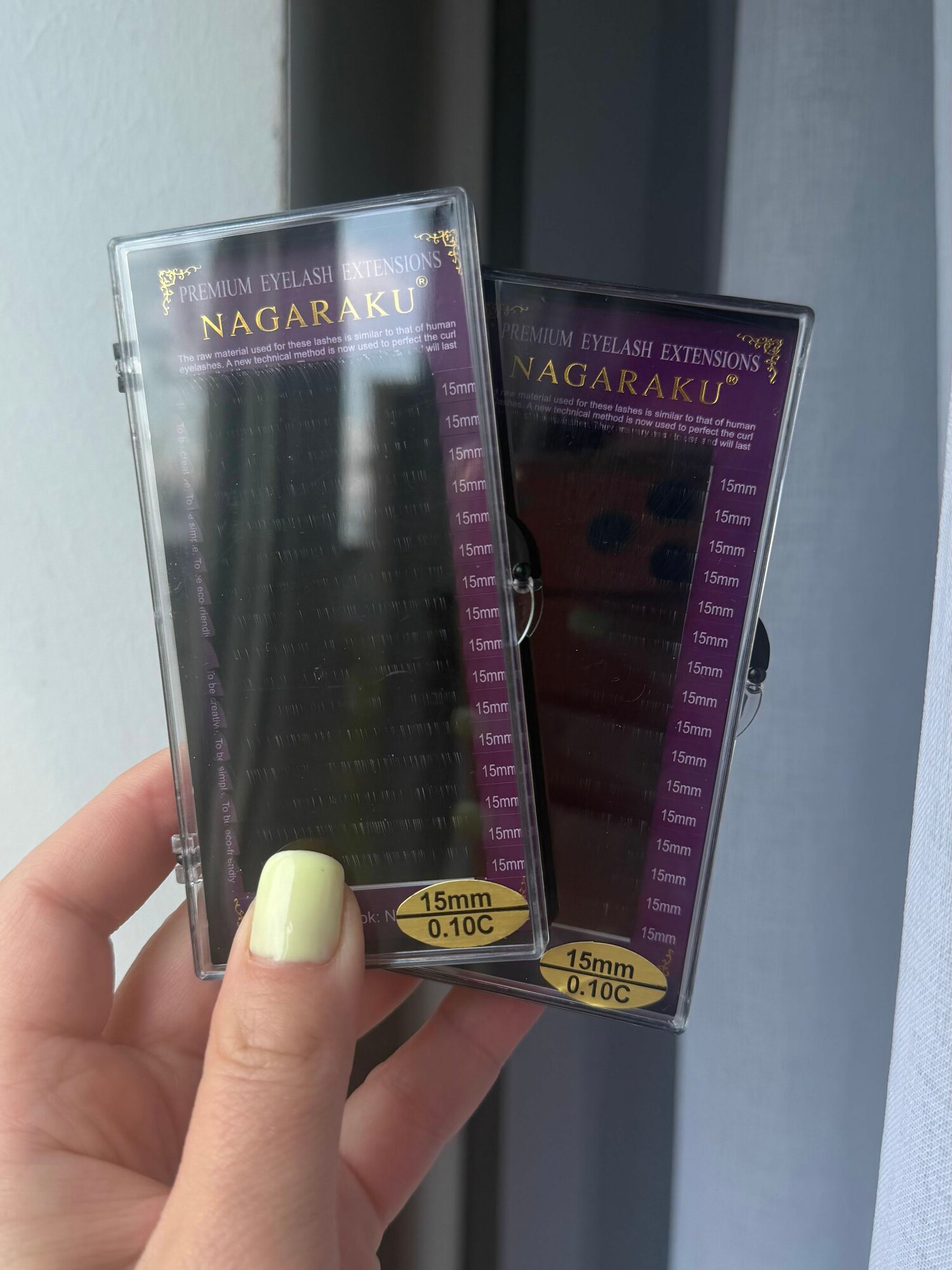 Набор Ресниц Nagaraku Premium -2 штуки. изгиб C 0,1 15 мм (отдельная длина)