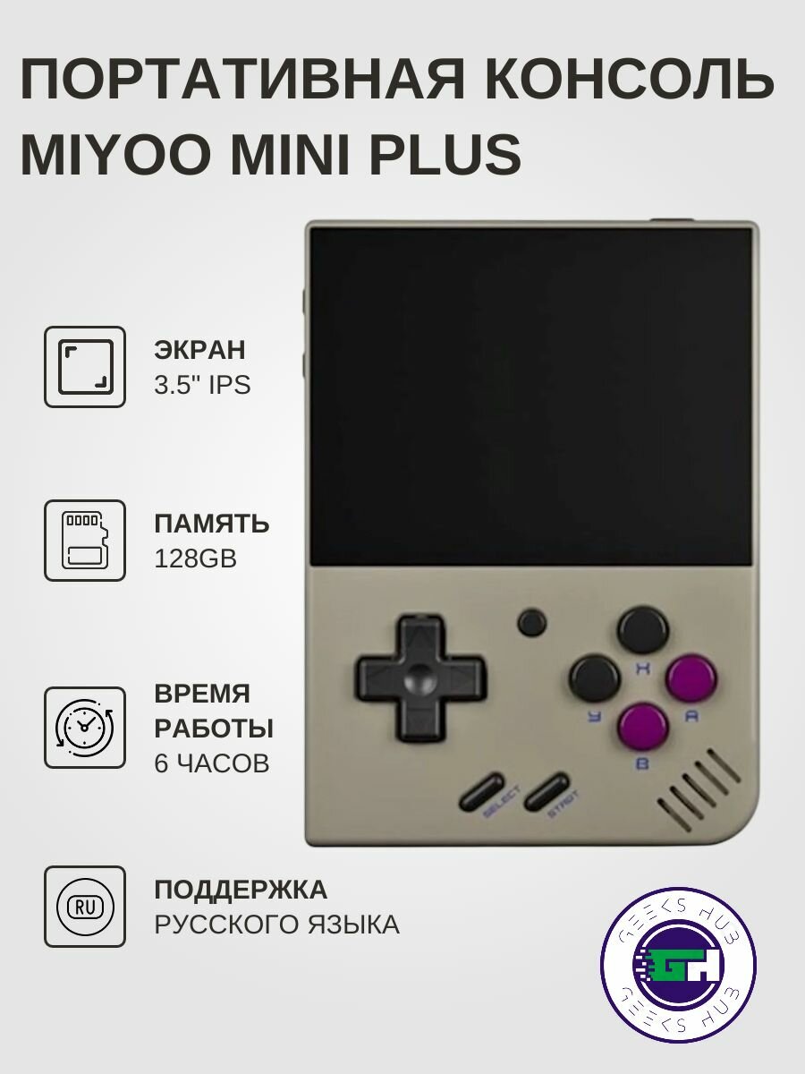 Портативная игровая консоль MIYOO Mini Plus, 128 ГБ, светло-серая