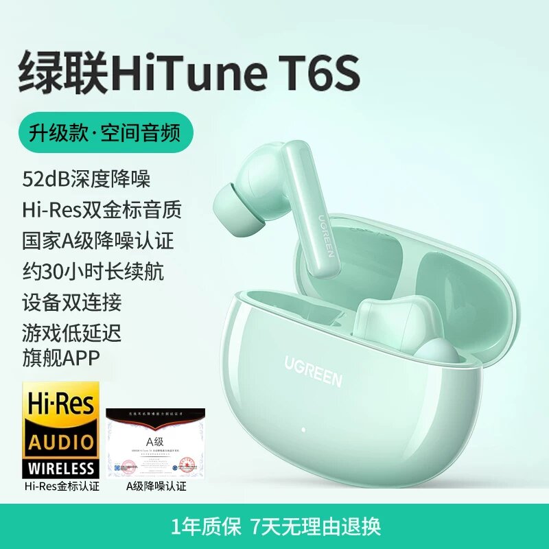 Официальный набор T6S беспроводные наушники Bluetooth с шумоподавлением 52dB и Hi-Res звуком для iPhone Android