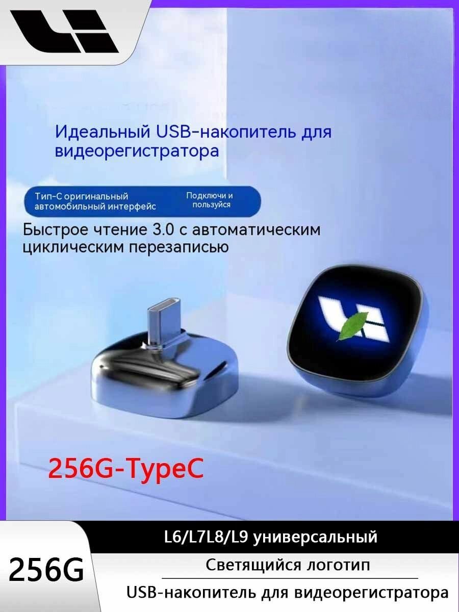 USB-флешка для Li Auto с подсветкой логотипа, USB 3.0, совместима с L7 L8 L9, компактная, для записи — для поездок