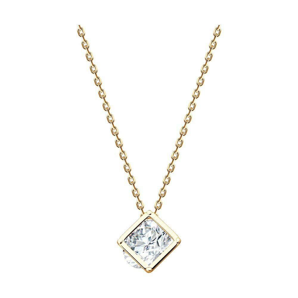 Колье, серебро, 925 проба, золочение, фианит