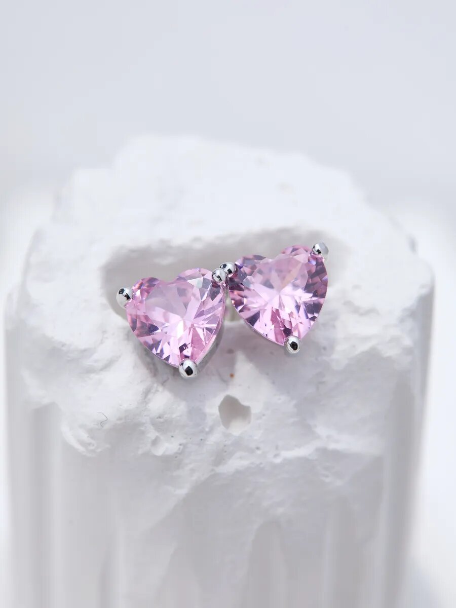 Серьги пусеты, кристаллы Swarovski, фианит
