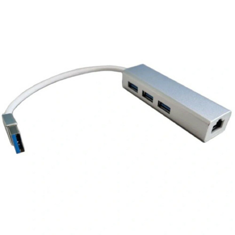 Bion переходник кабель USB3.0 -> RJ-45/3*USB3.0, 1000mbps, алюминиевый корпус, 20 см BXP-USBA-LAN-USB