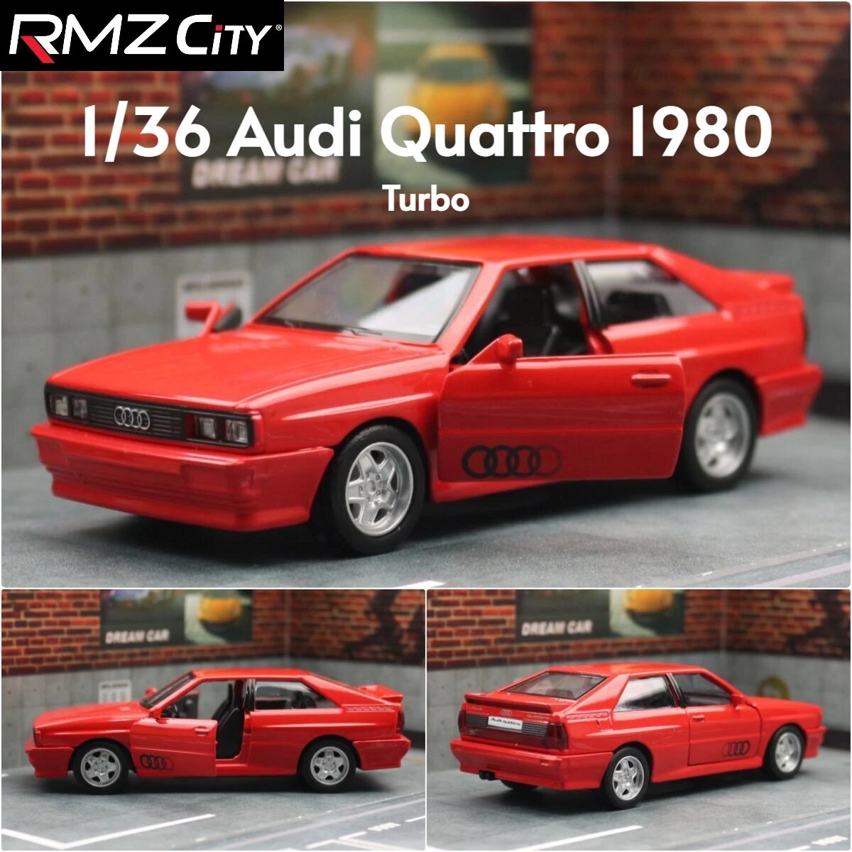 Игрушечный автомобиль Audi Quattro RMZ City 1/36 Красный, Красный