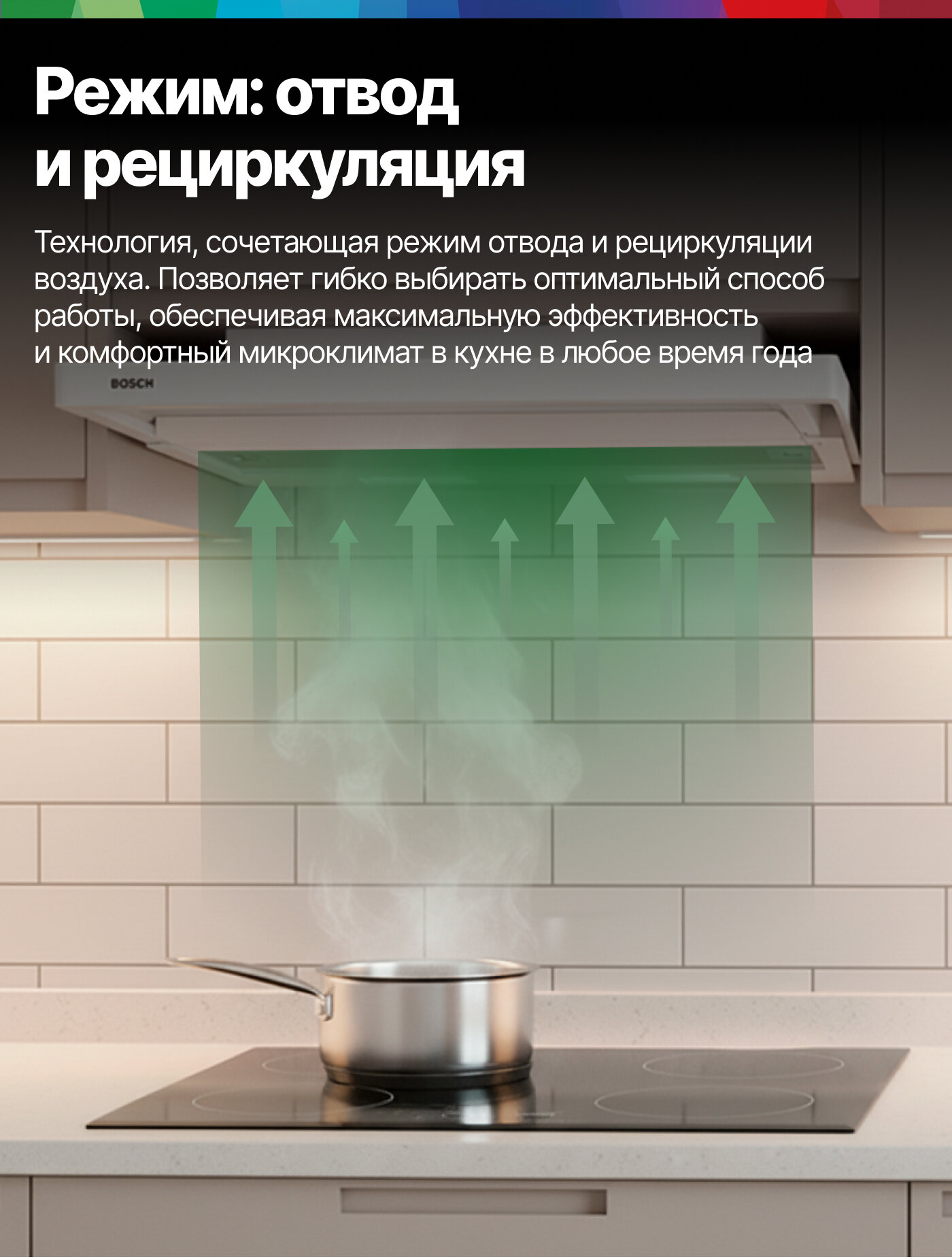 Bosch Вытяжка телескопическая DFT63CA20Q, Серия 2, 60 см, 181 Вт, 3 скорости, ползунковая, отвод/циркуляция, белая — фото 1