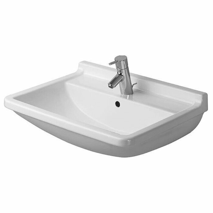 Раковина Duravit Starck 3 0300550000 подвесная 55х43см. с переливом, с 1 отв под смеситель, цвет белый