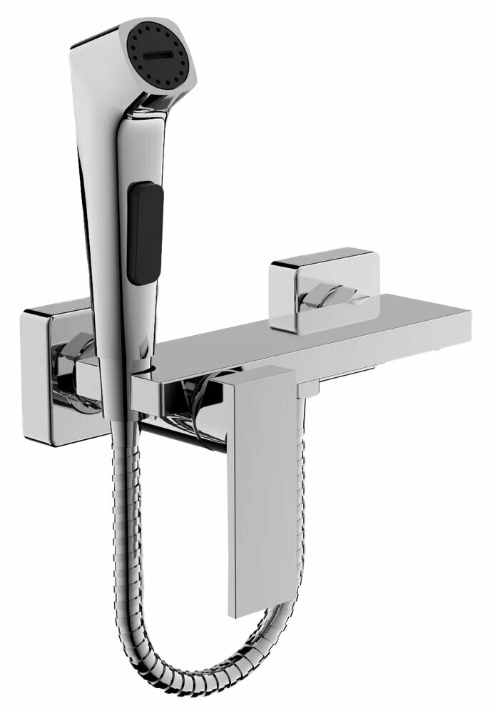 Гигиенический душ BELZ B653 B55653 со смесителем, хром, глянцевый, латунь, рычажный, смеситель для биде, с полкой