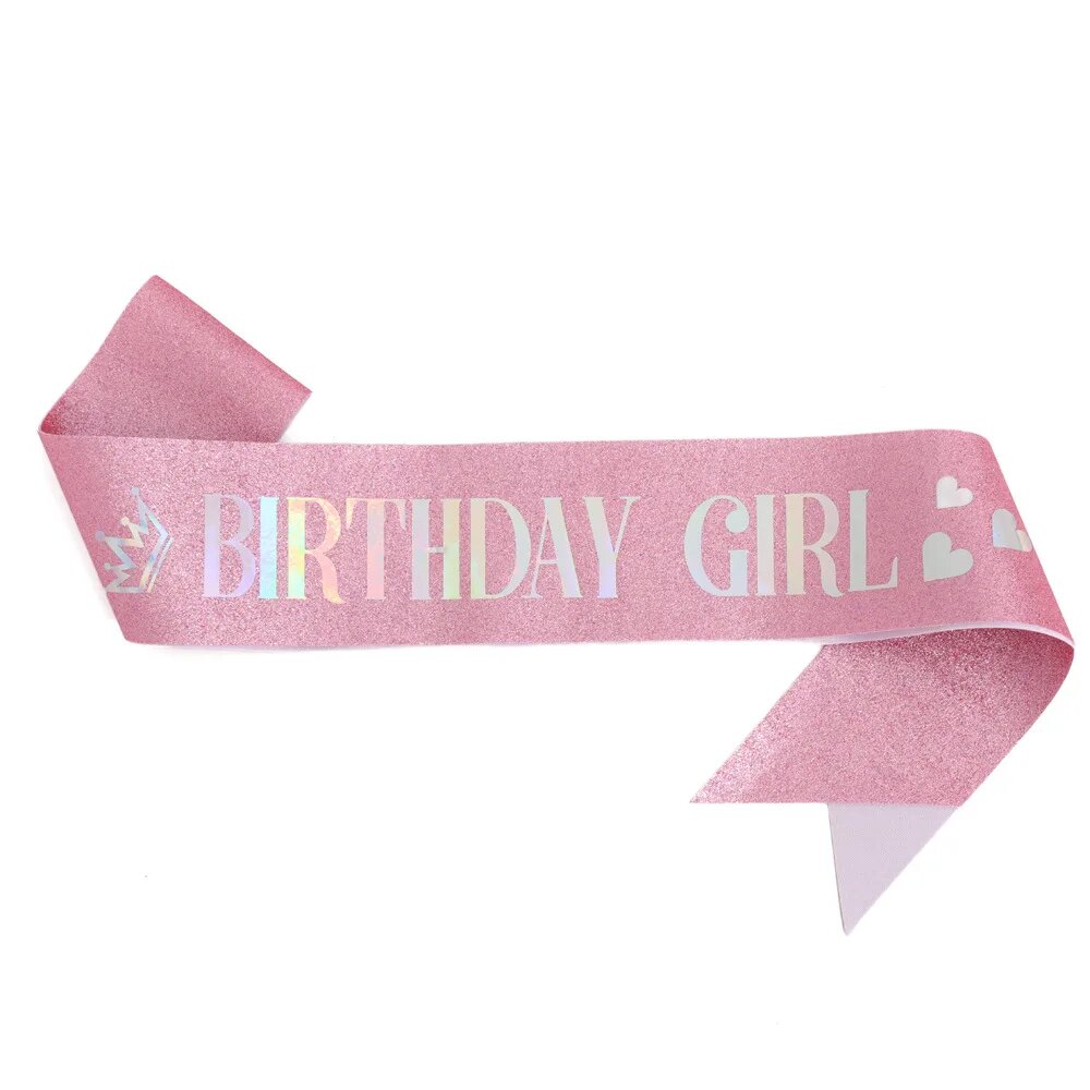 Розовая лента "Birthday Girl" для праздника