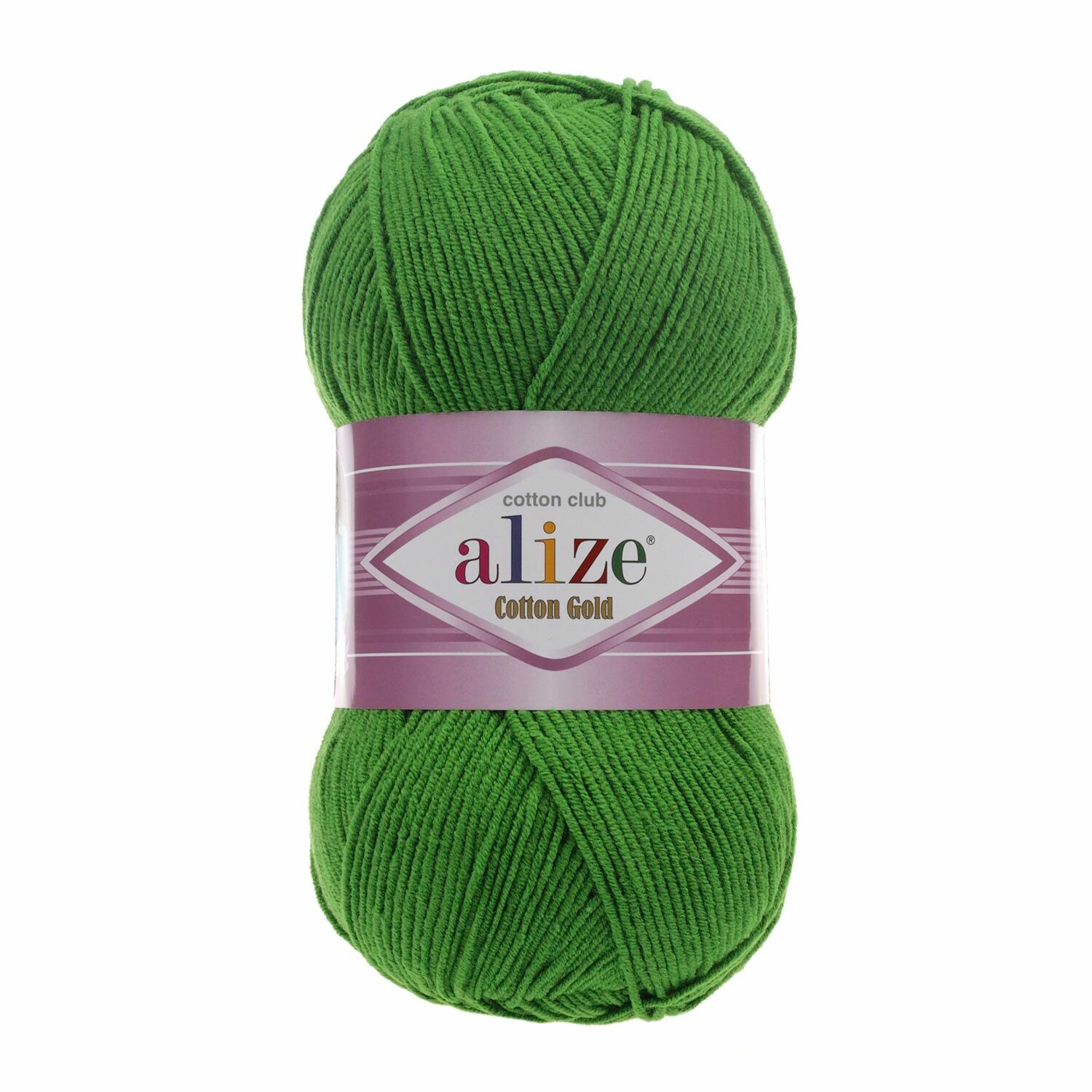 Пряжа для вязания Cotton Gold Alize 1 моток (330 м, 100 гр), цвет 126 зеленая трава
