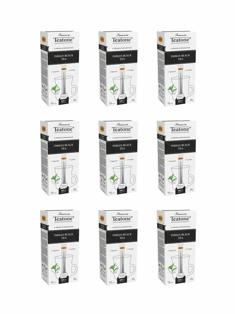Teatone Чай черный индийский 15 стиков по 1.8 г, 27 г, 9 шт