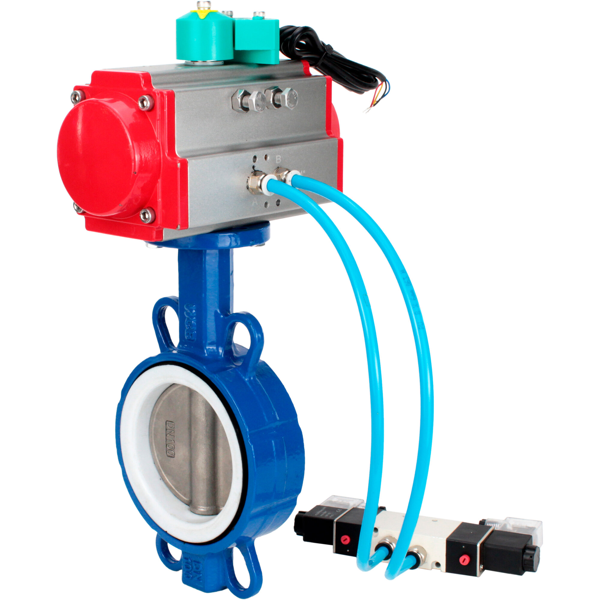 Затвор DN.ru WCB-316L-PTFE Ду50 Ру16, с пн. приводом DA-083, пн. распред. PND1-T10 NAMUR, МППП-200
