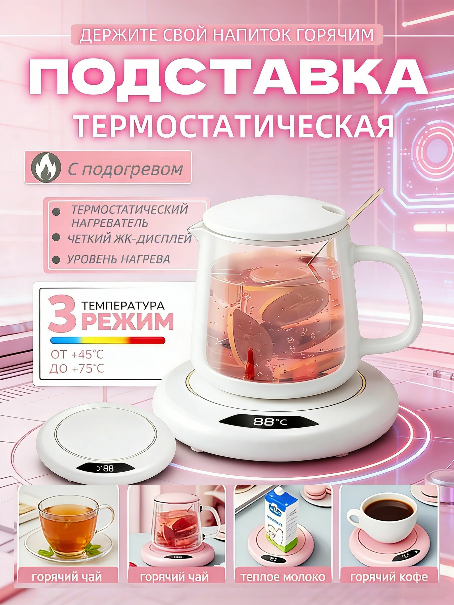 Подставка-подогреватель для кружки Термостатическая подставка с подогревом