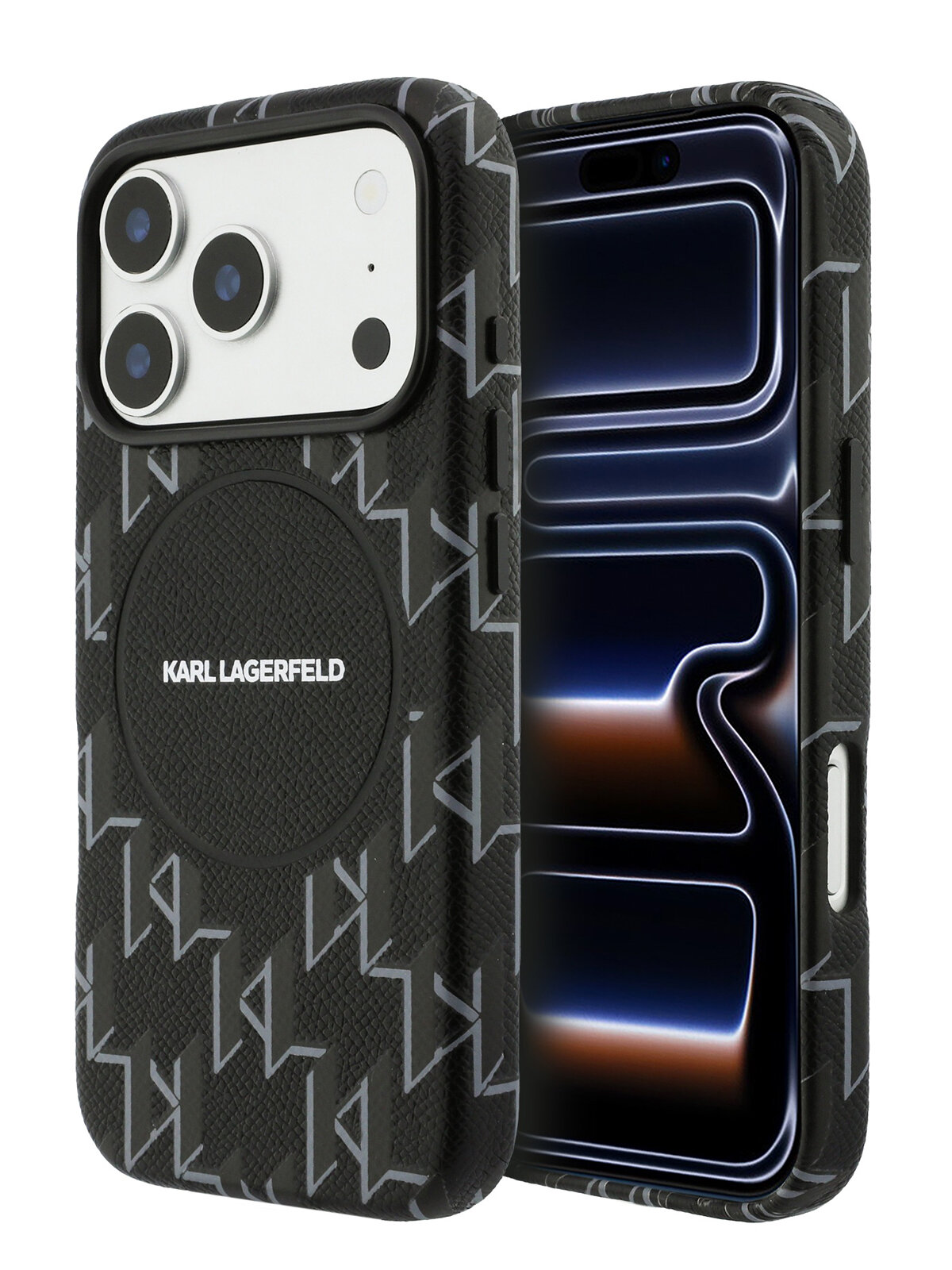 Чехол Karl Lagerfeld на iPhone 17 Pro Max, с магнитами MagSafe, с металлической рамкой вокруг камеры, черный