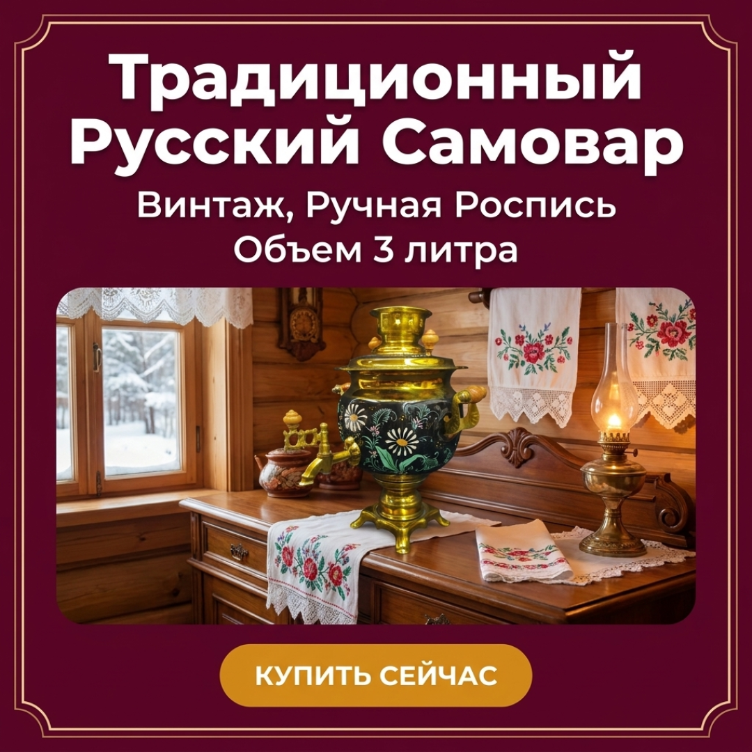 Винтажный электрический самовар. Ручная роспись, СССР