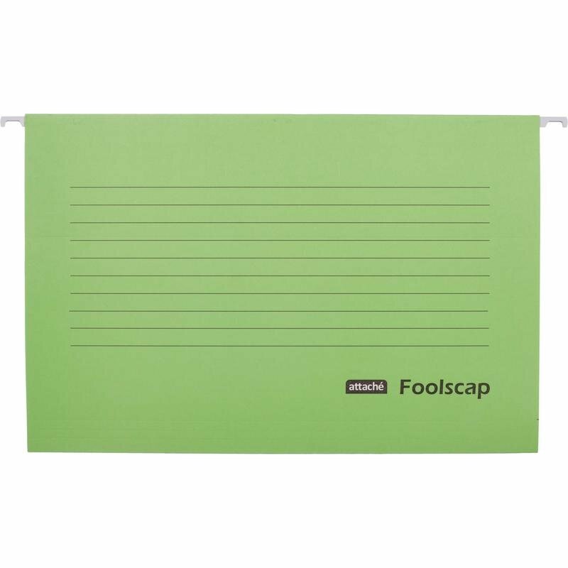 Папка подвесная Attache Foolscap, картон зеленый, до 200л, 5шт/уп, 1554460