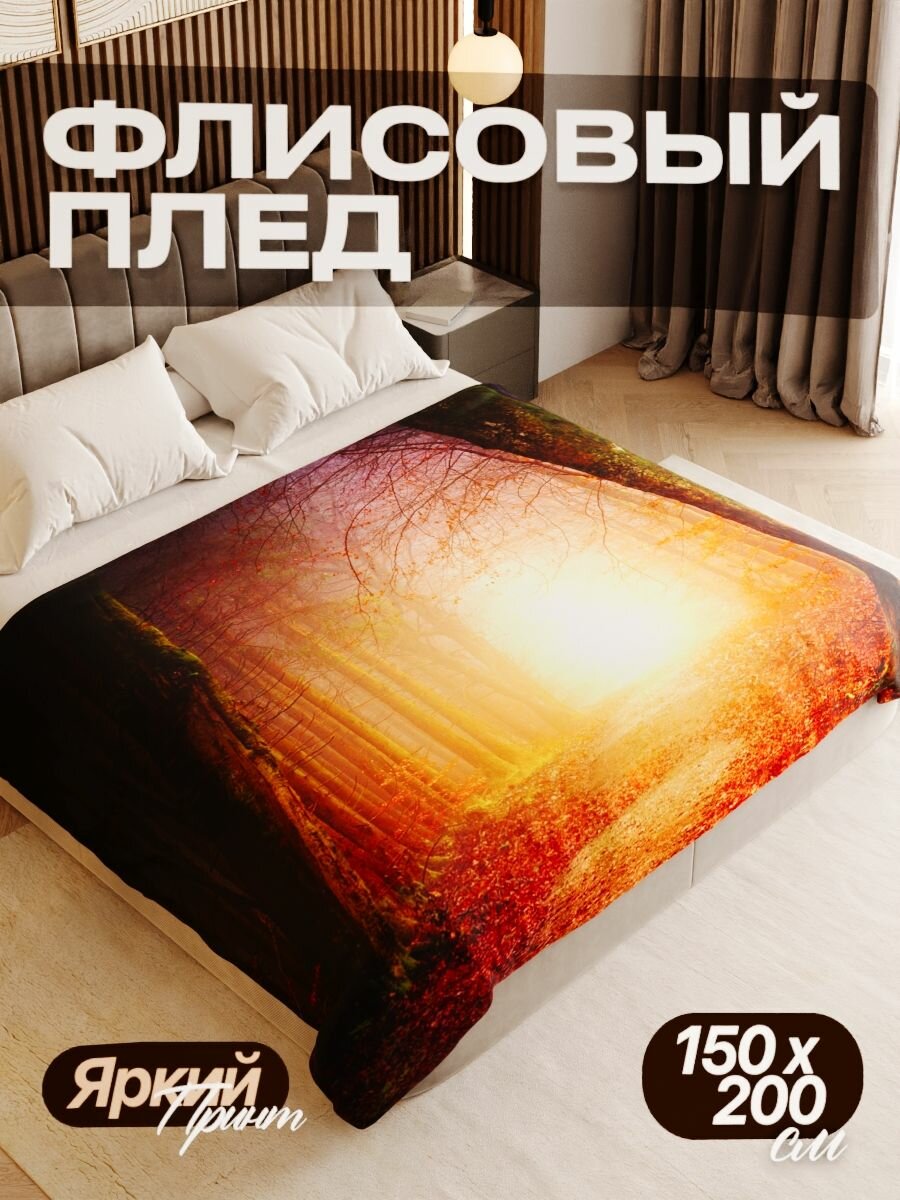 Плед флисовый 150х200 см мягкий теплый покрывало для дома